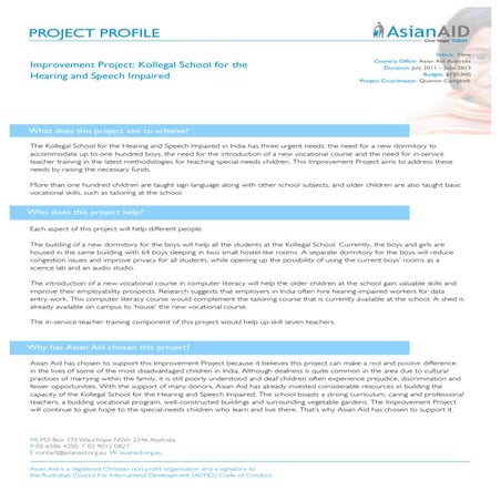 Deaf school project profile | PDF
