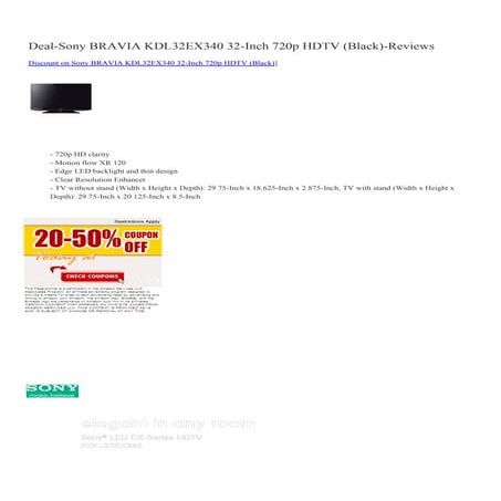 Deal sony-bravia-kdl32ex340-32-inch-720p-hdtv-black-reviews | PDF
