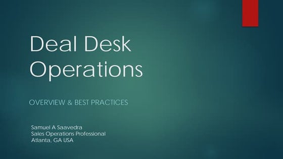 Create metrics with the value deal desk service | PPT
