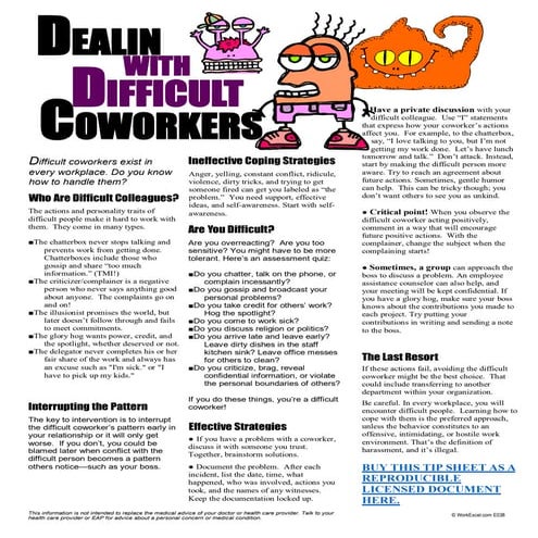 Dealing with Difficult Workers and Difficult People at Work and on the ...