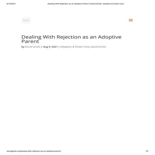 Dealing With Rejection As An Adoptive Parent | PDF