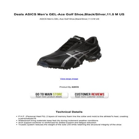 Deals asics mens gel ace golf shoe blacksilver11.5 m us | PDF
