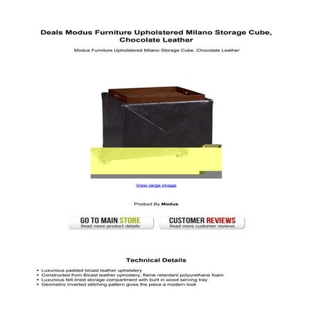 Deals modus furniture upholstered milano storage cube chocolate leather ...