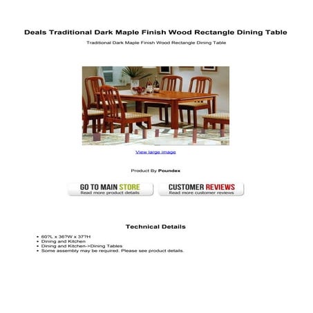 Deals traditional dark maple finish wood rectangle dining table | PDF