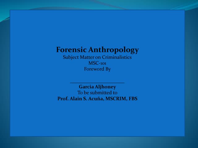 Forensic Anthropology Ppt