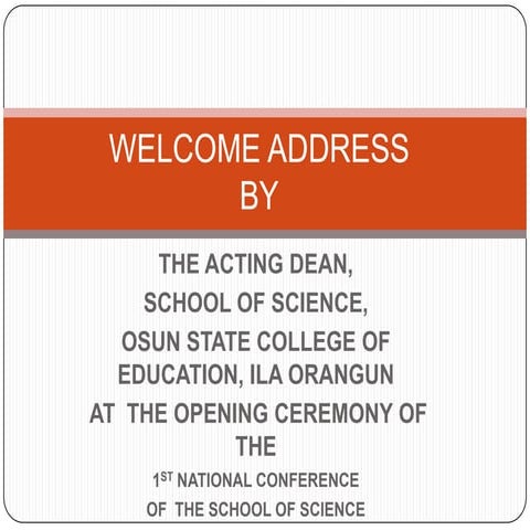 Deans Welcome Address | PPTX
