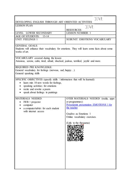 Classroom objects-lesson-plan | PDF