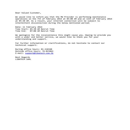 Dear valued customer | DOCX