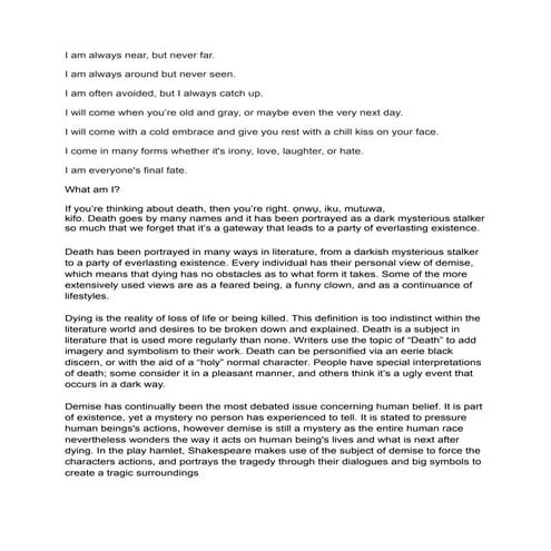 An ode to death | DOCX