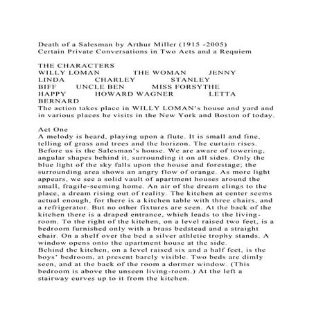 DEATH OF A SALESMAN by ARTHUR MILLER...NOVEL | PPTX