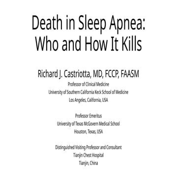 Death in Sleep Apnea: Who and How It Kills | PPTX