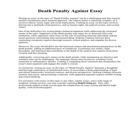Death Penalty Essay Outline. International Technological University | PDF