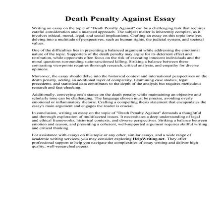 Death Penalty Against Essay | PDF