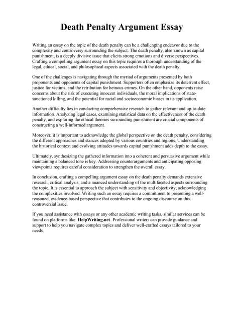 The Death Penalty Essay. Carteret Community College | PDF | Homework ...
