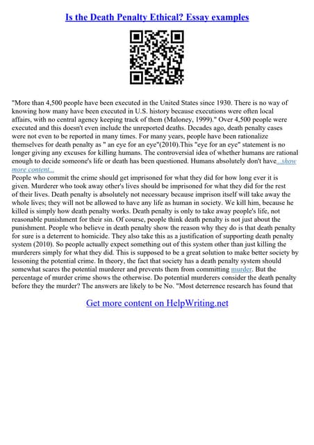 Thesis Statement For Death Penalty | PDF