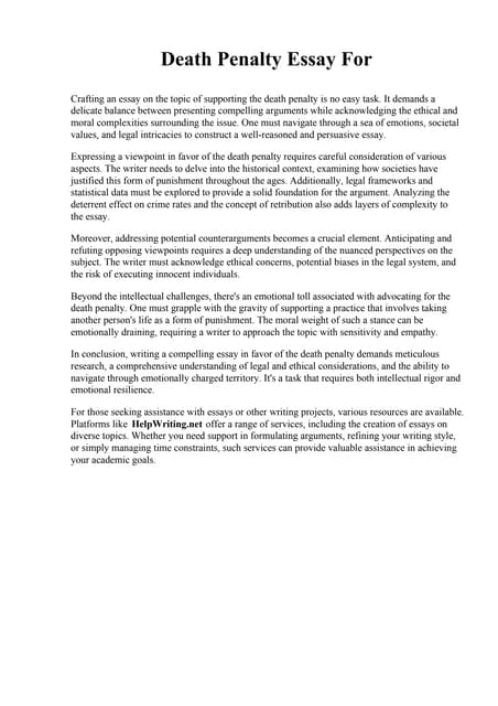 The Death Penalty Essay. Carteret Community College | PDF | Homework ...