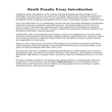 Death Penalty Essay Introduction | PDF