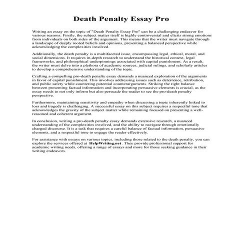 Death Penalty Essay Pro. University of Valley Forge | PDF | Education