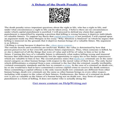 Death Penalty Essays | PDF