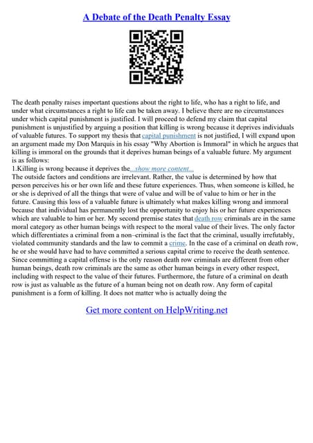 Thesis Statement For Death Penalty | PDF