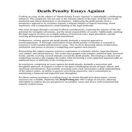 Death Penalty Essays Against. 008 Essay Example Elcpositionessay Lva1 ...