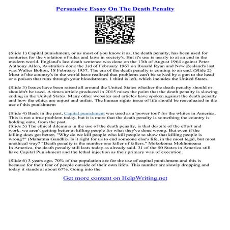 Death Penalty Persuasive Essay | PDF