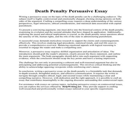 Death Penalty Persuasive Essay | PDF