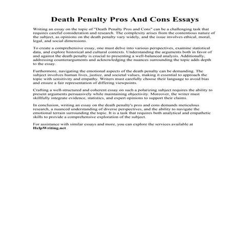 Death Penalty Pros And Cons Essays. Death penalty thesis. Thesis ...