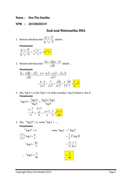 10 soal dan pembahasan permasalahan program linear | PDF