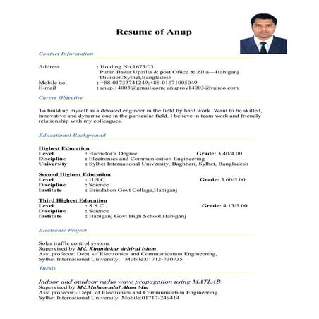Resume of anup | PDF