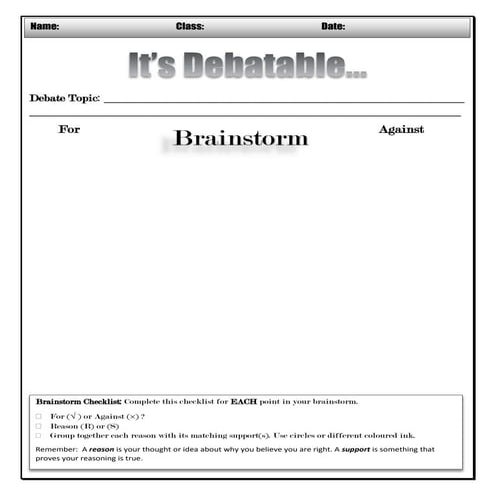 Debate templatebt (writing acivities) | PDF