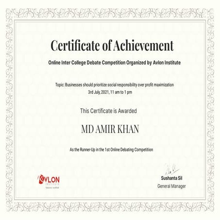 Debate Certificate for someone who wants to see | PDF