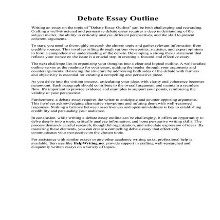 Debate Essay Outline. 001 Essay Example Debate Of Argumentative Essays ...