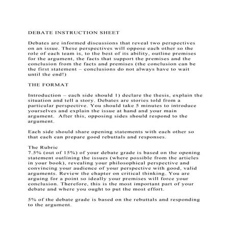 DEBATE INSTRUCTION SHEETDebates are informed discussions that .docx