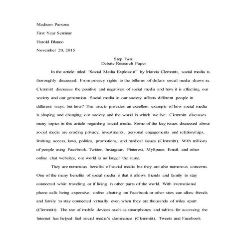 Debate research paper (fys) | DOCX