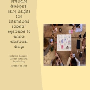 Developing developers: using insights from international students’ experiences to enhance ...
