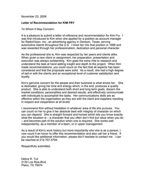 Desmond Letter of Recommendation | PDF