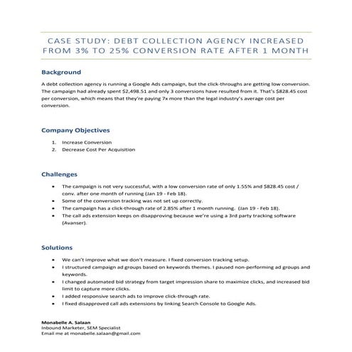 Debt Collection Agency PPC Case Study | PDF