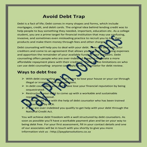 Avoid debt trap | PDF