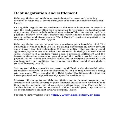 Debt negotiation and settlement | PDF