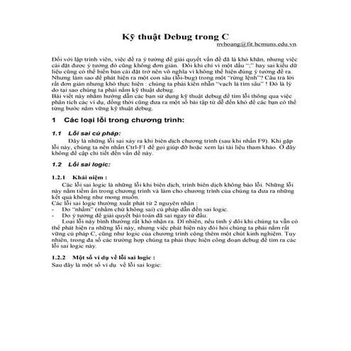 Debug trong c | PDF
