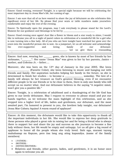 Wedding Host Script | DOCX