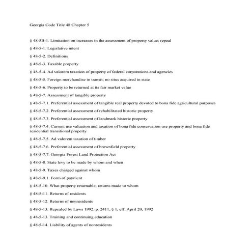 Georgia Code Title 48 Chapter 5 with Counties and Cities Listed | PDF