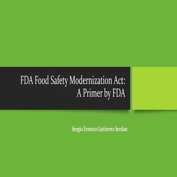 FDA Food Safety Modernization Act: A Primer by FDA | PPTX