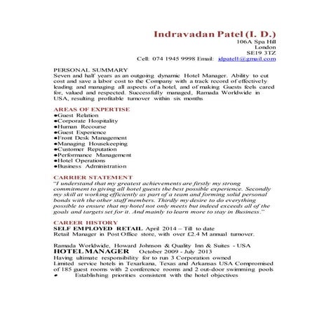Hotel CV | DOCX