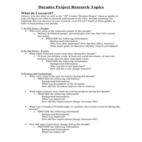 Decades Project Introduction | PPTX