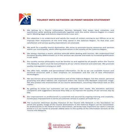Tourist Info Network. 10 Point Mision Statement | PDF