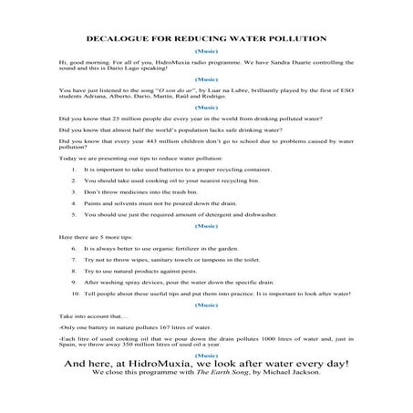 Decalogue for reducing water pollution | PDF