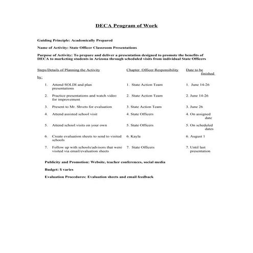 Arizona DECA Program Of Work 2010-2011 | DOC