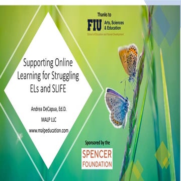 supporting online learning for struggling els and slife | PPT